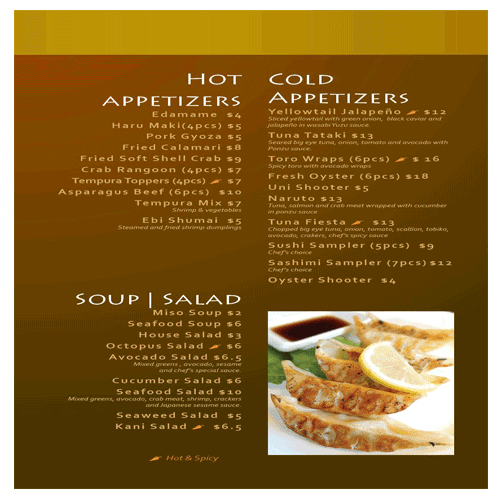 Dine-in Menu | PrintCosmo